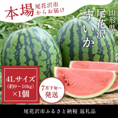 尾花沢すいか 4Lサイズ(約9kg～10kg)×1玉 令和4年産 7月下旬～8月下旬頃発送【JA】 | お礼品詳細 | ふるさと納税なら「さとふる」